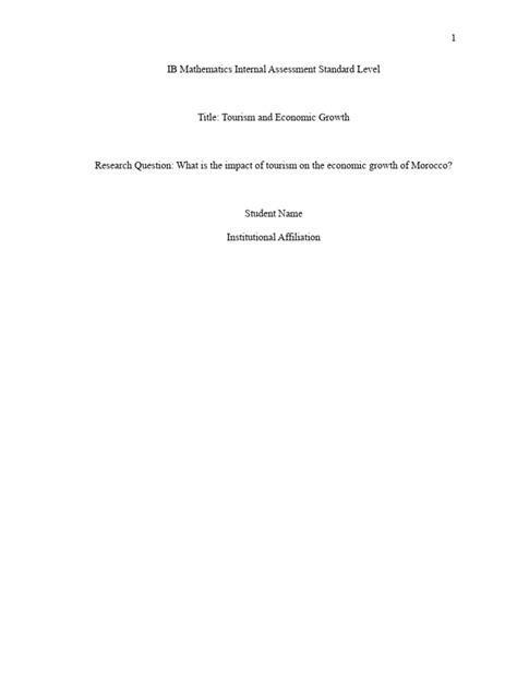 Ib Mathematics Internal Assessment Standard Level Pdf Statistics