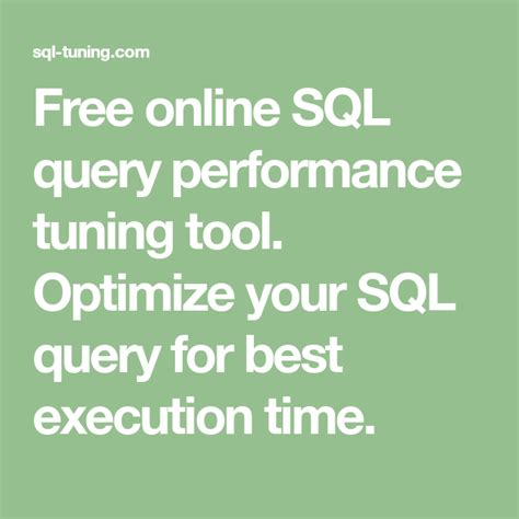 Free Online Sql Query Performance Tuning Tool Optimize Your Sql Query For Best Execution Time
