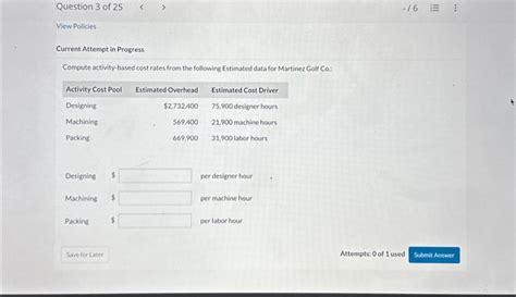 Solved Current Attempt In Progress Compute Activity Based Chegg