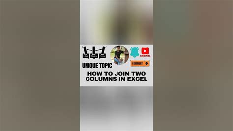 How To Join Two Columns In Excel Youtube