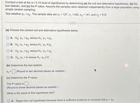 Solved Conduct a test at the α level of significance Chegg com