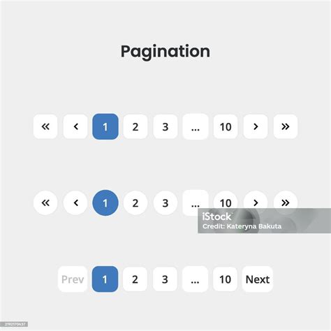 Website Pagination Ui Elements Set Stock Illustration Download Image