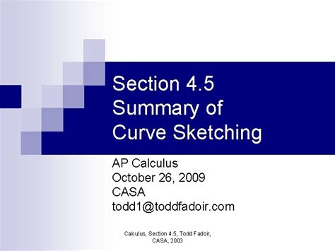 Section Summary Of Curve Sketching AP