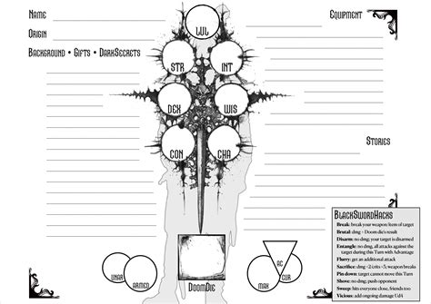 Black Sword Hack Character Sheet R Osr
