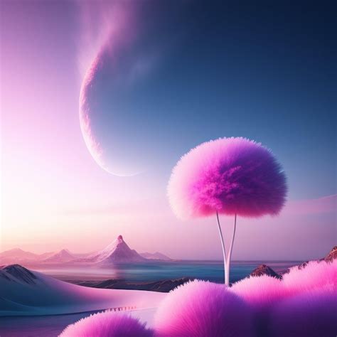 Premium AI Image Beautiful Pink Fluffy Trees Dynamic Wave Background