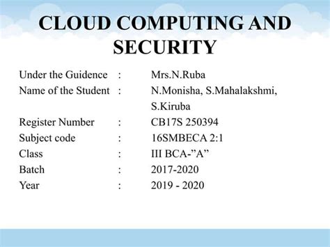 Unit 4 Cloud Computing And Security Ppt