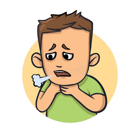 喘息，咳嗽男孩 憔悴的标志 平的传染媒介例证 背景查出的白色 向量例证 插画 包括有 健康 平面 128116469