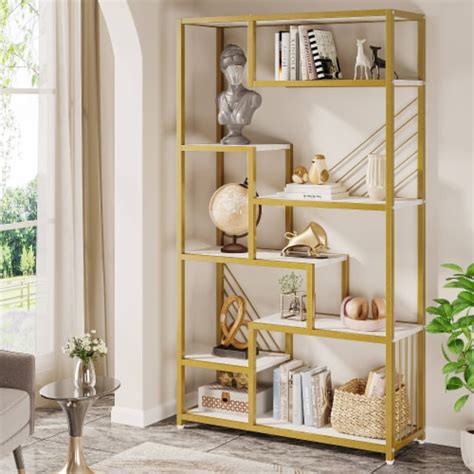 Tribesigns Modern Bookshelf 709 Bookcase 8 Tier Staggered Display