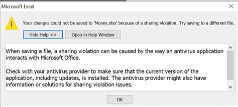 sharing violation while saving excel file kaspersky total security