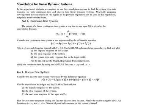 solved convolution for linear dynamic systems in this