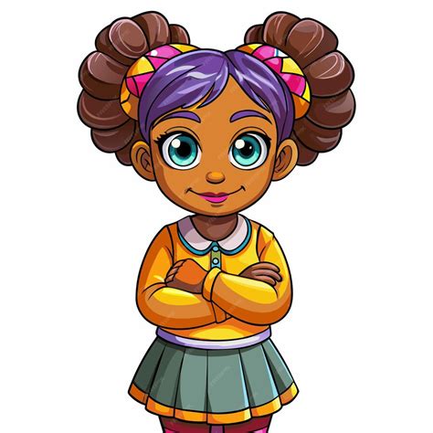 A Cartoon Drawing Of A Girl With Her Arms Crossed Premium Ai