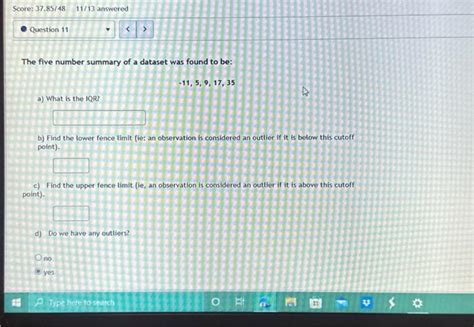 Solved The Five Number Summary Of A Dataset Was Found To Be Chegg