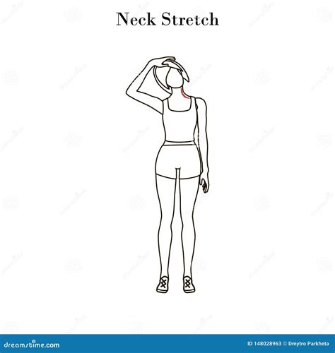 Neck Stretch Exercise Outline Stock Vector Illustration Of Deadlift