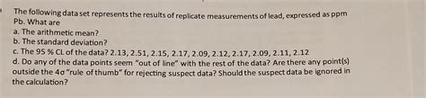 solved the following data set represents the results of