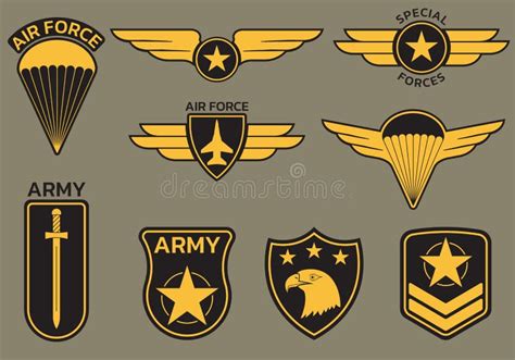 Juego De Insignias Y El Parche Del Ejército De Insignias Emblemas De