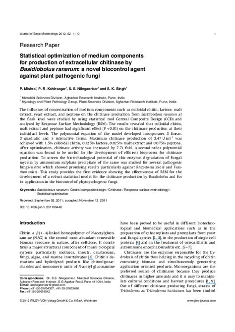 Pdf Statistical Optimization Of Medium Components For κ Carrageenase Production By Pseudomonas