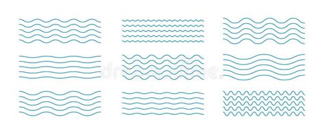 Waves Line Set Wave Ornament Pattern Vector Zigzag And Wavy Horizontal Editable Background