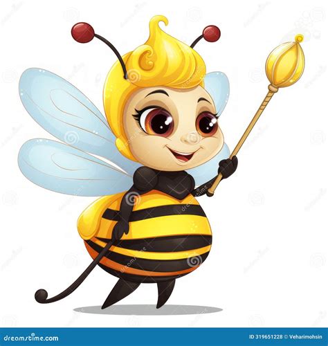Cartoon Queen Bee Holding A Scepter Vector Illustration Stock