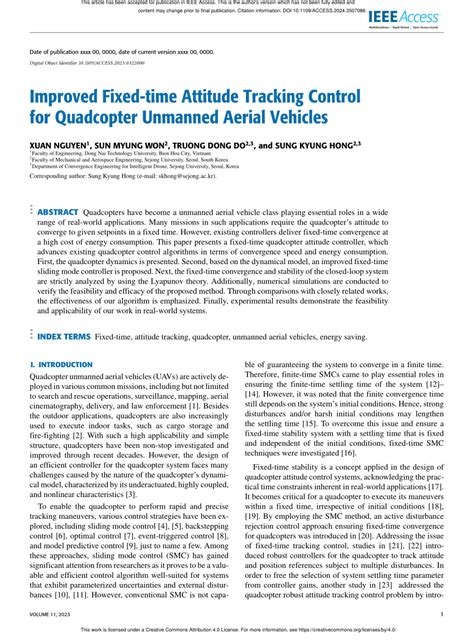 Pdf Improved Fixed Time Attitude Tracking Control For Quadcopter