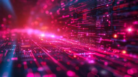 Illuminated Data Stream On Circuit Board Representing High Speed Data
