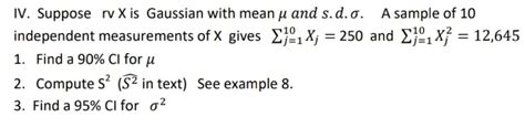 Solved Iv Suppose Rvx Is Gaussian With Mean μ And Sd σ A