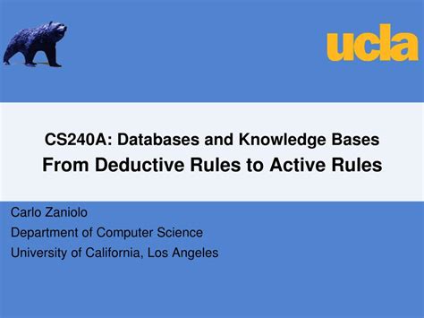Ppt Cs240a Databases And Knowledge Bases From Deductive Rules To