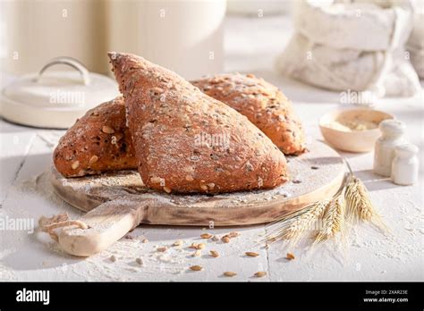 Homemade And Tasty Triangular Buns Freshly Baked In Home Bakery Triangular Rolls And