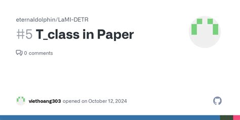 Tclass In Paper · Issue 5 · Eternaldolphinlami Detr · Github