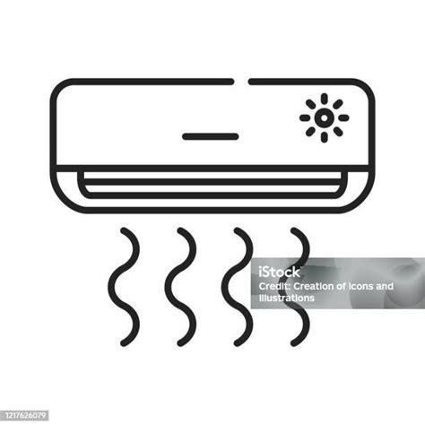 에어컨 블랙 라인 아이콘입니다 정의된 공기를 처리하는 시스템 또는 기계 따뜻하거나 차가운 공기 웹 페이지 모바일 앱 프로모션에
