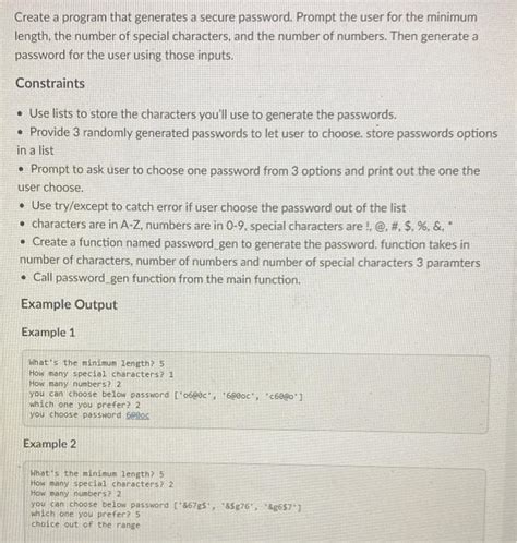 Solved Create A Program That Generates A Secure Password