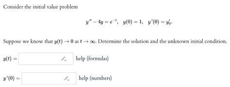 solved consider the initial value problem y 4y et y 0