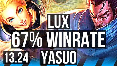 LUX Vs YASUO MID 67 Winrate 7 Solo Kills 17 4 13 Godlike BR