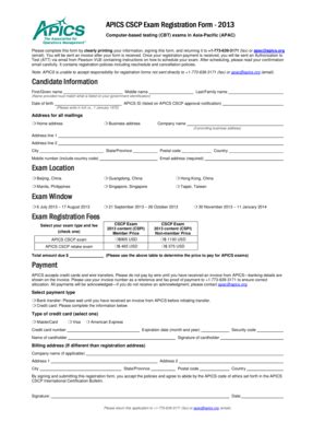 Fillable Online Apics The CBT Registration Form Apics Fax Email Print PdfFiller