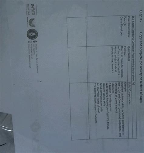 Step Copy And Complete The Activity On A Studyx