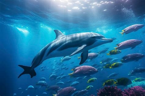 Premium Ai Image Dolphins Swimming In The Undersea Beautiful