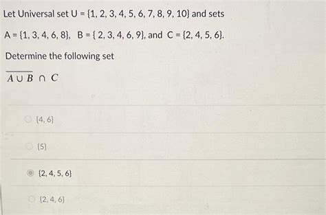 Solved Let Universal Set U {1 2 3 4 5 6 7 8 9 10
