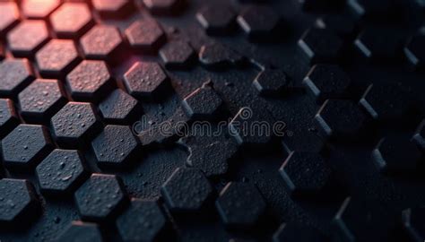 Abstract Black Hexagonal Pattern Textured Surface Backdrop Wallpaper Intricate Stock