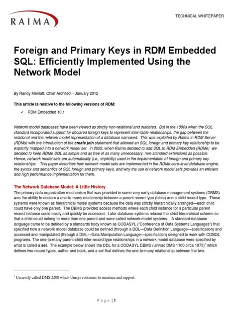 declared foreign and primary keys in rdm embedded sql pdf