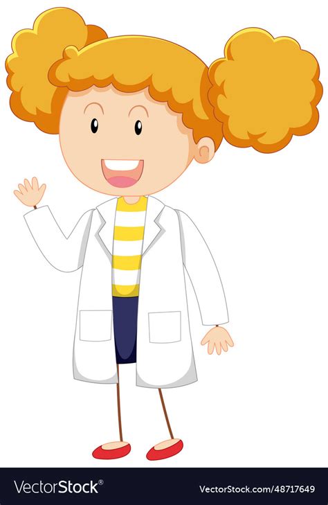 Cute Female Scientist Cartoon Character In Gown Vector Image