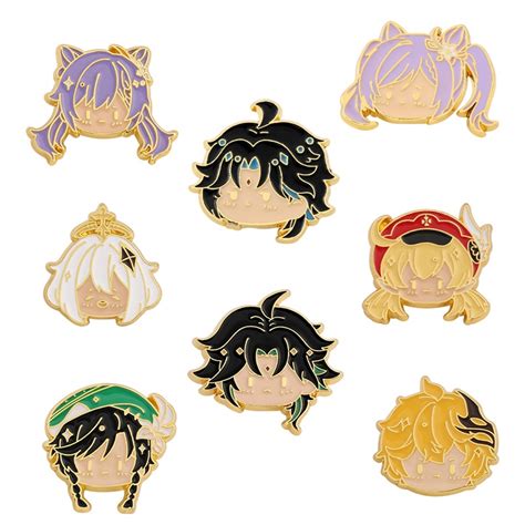 Genshin Impacts Enamel Pin Cartoon Diluc Ragnvindr Ganyu Tartaglia Hu