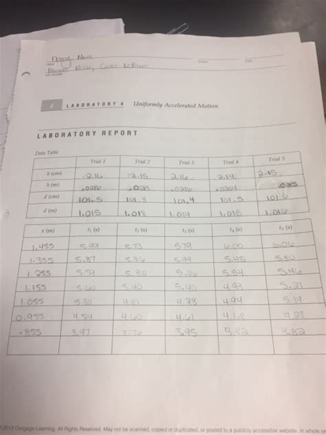 Laboratory 4 Uniformly Accelerated Motion Lab