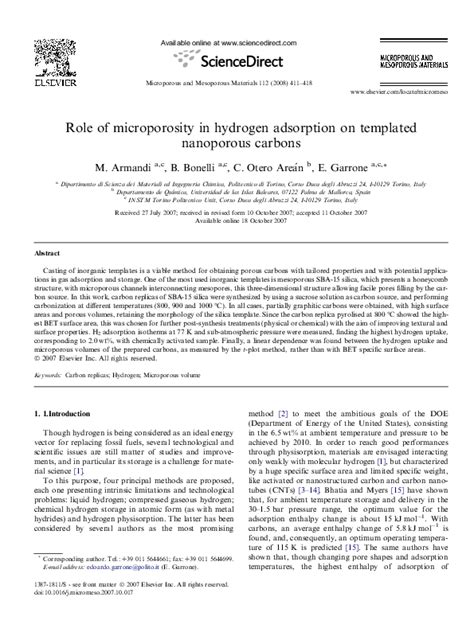 Pdf Role Of Microporosity In Hydrogen Adsorption On Templated