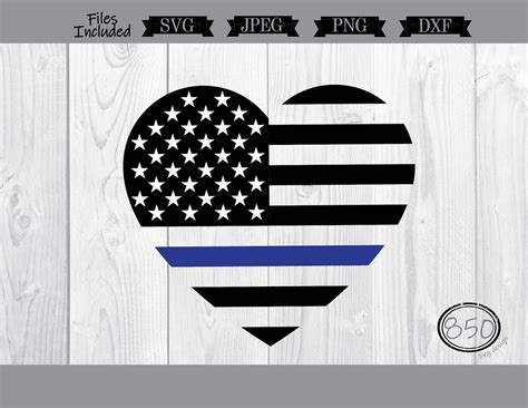 Thin Blue Line Police Heart Svg Dxf Png  Etsy
