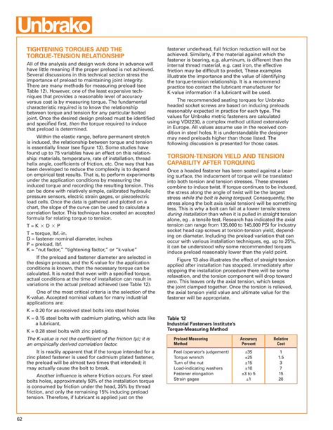 PDF TIGHTENING TORQUES AND THE TORQUE TENSION RELATIONSHIP TIGHTENING TORQUES AND THE TORQUE