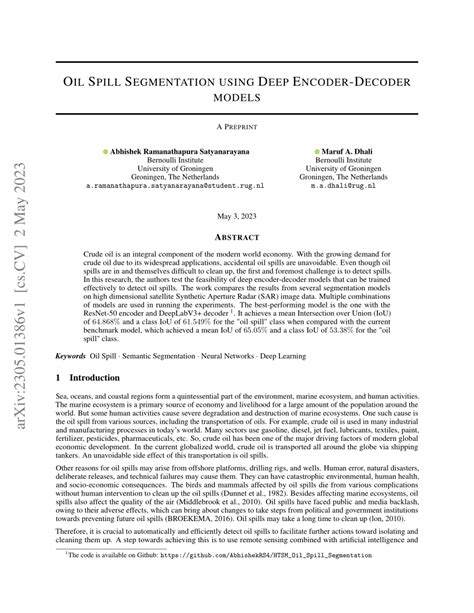 pdf oil spill segmentation using deep encoder decoder models