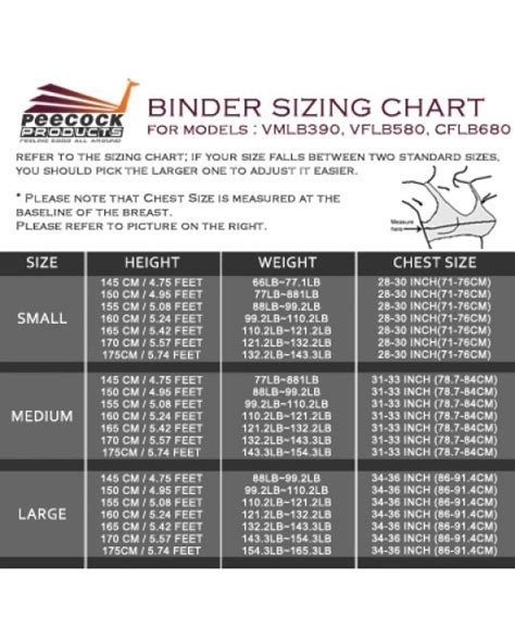 Chest Binder Size Chart Ponasa