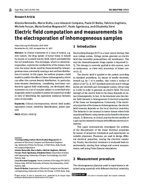 Pdf Electric Field Computation And Measurements In The