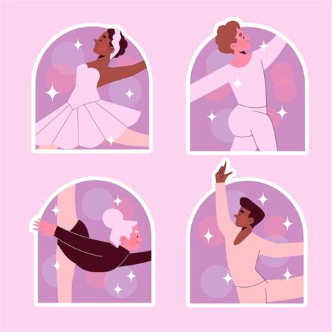 Free Vector Naive Ballet Dancer Sticker Set