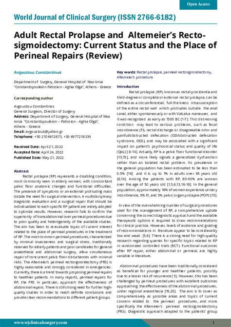 Pdf Adult Rectal Prolapse And Altemeiers Rectosigmoidectomy Current