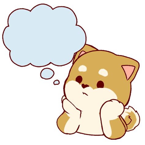 考え事をする柴犬の動くイラスト うごかわっ